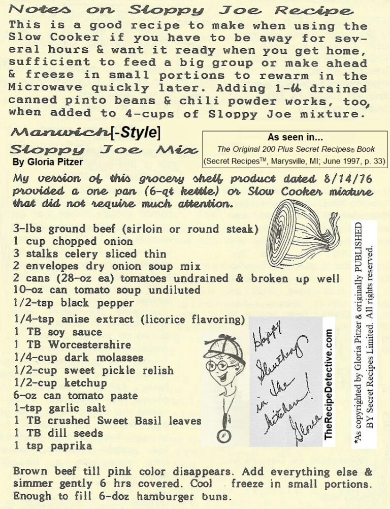 MANWICH-STYLE SLOPPY JOES - Secret Recipes